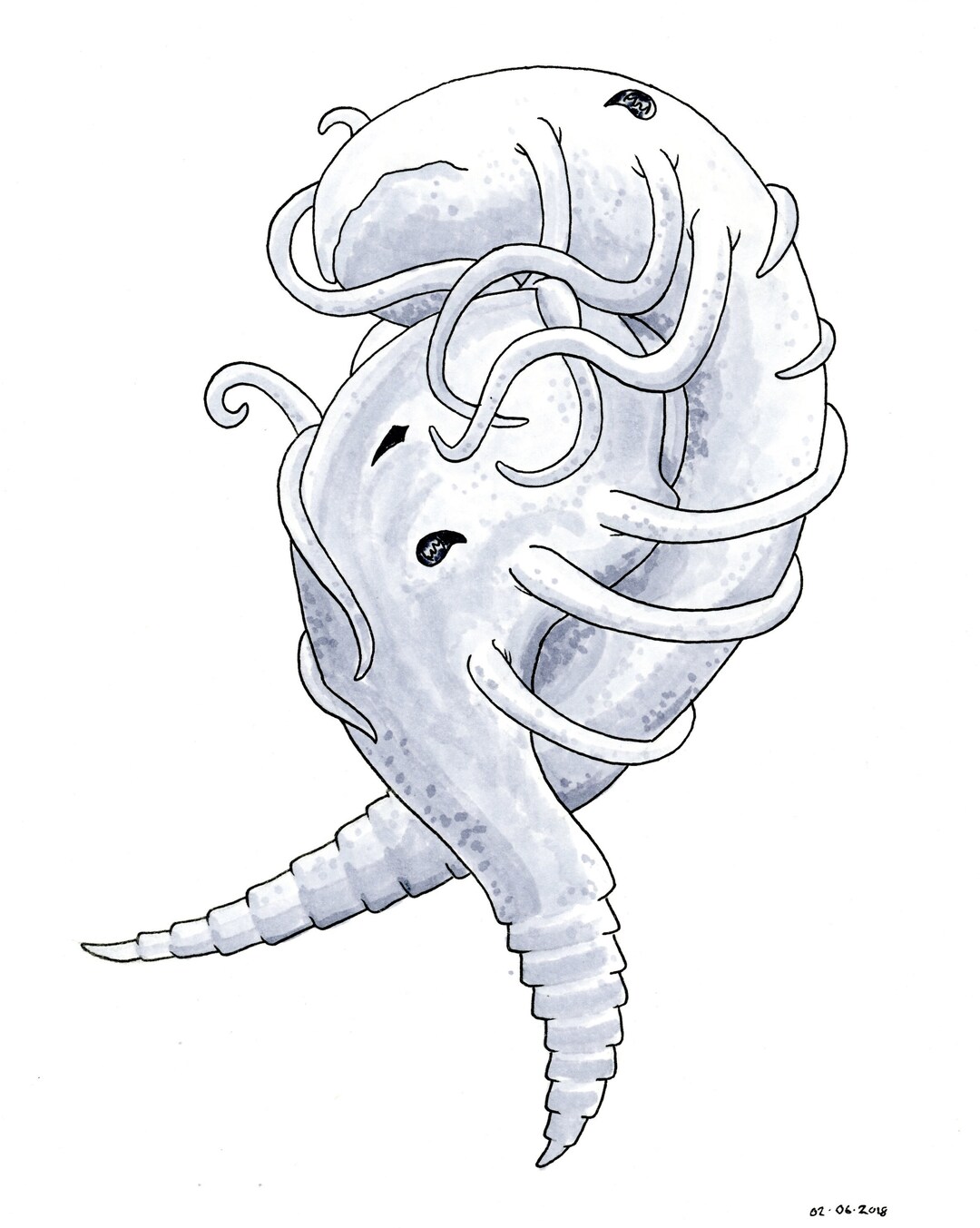 Alien Embrace Drawing original - Etsy