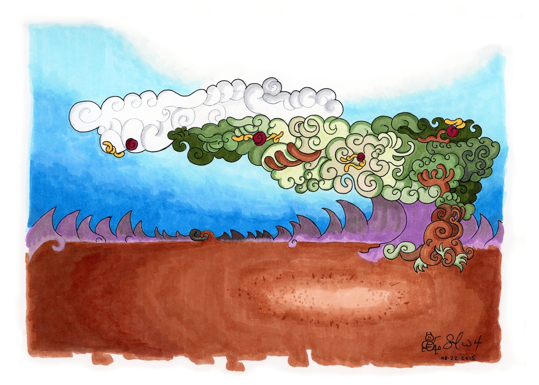 Billowing Tree - Drawing (original) - Etsy