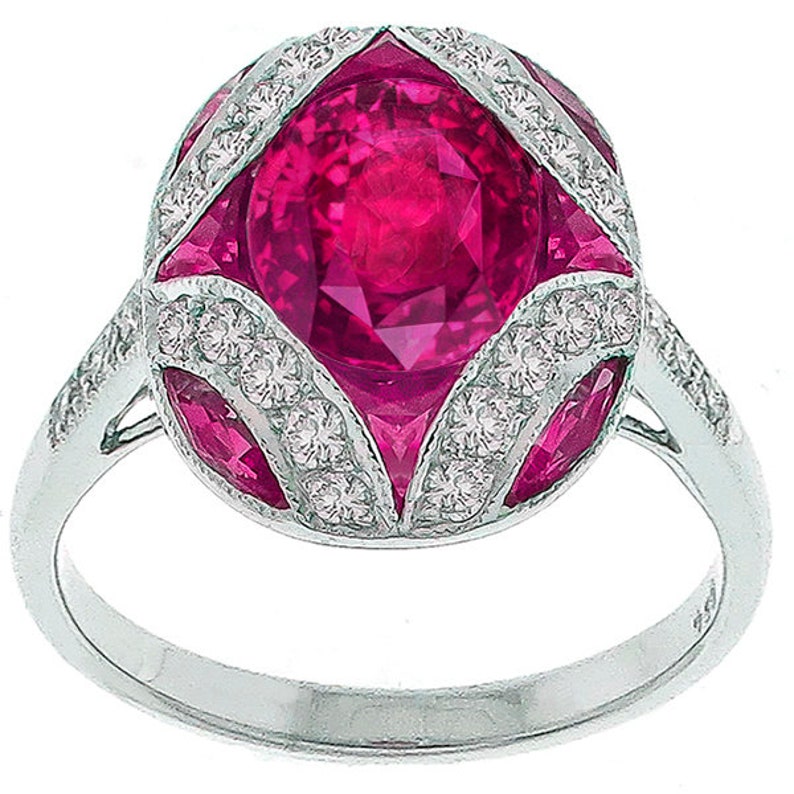 Art Deco Style Pink Tourmaline Diamond Ring - Etsy