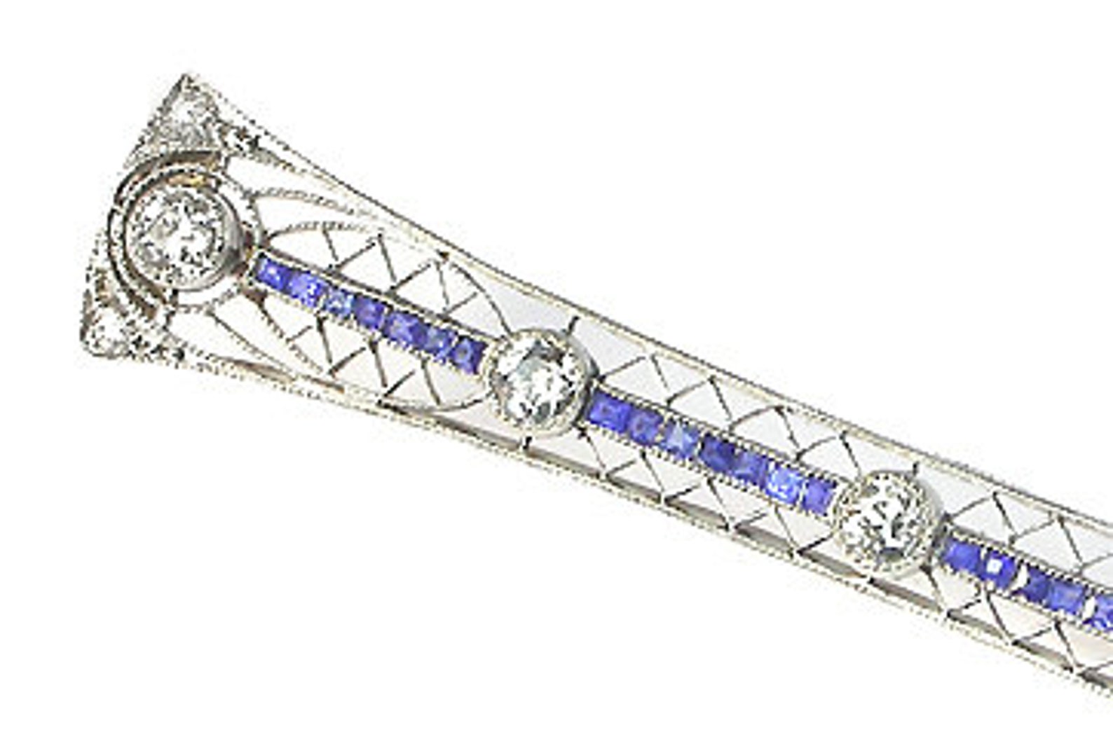 Art Deco Platinum and 14k Yellow Gold Diamond Sapphire Pin - Etsy