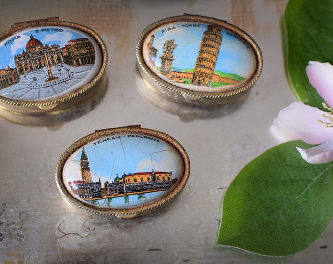 Vintage Pill Boxes Italian Souvenirs Set of Three Rome Pisa Venice - Etsy