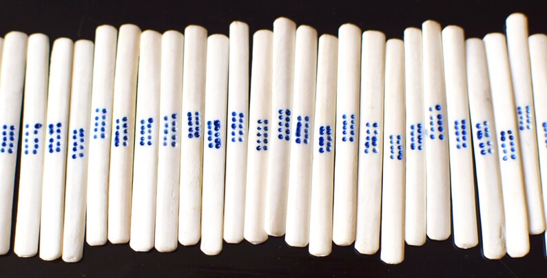 Vintage Mah Jong Counter Scoring Sticks Hand Painted Bone 120 Count ...