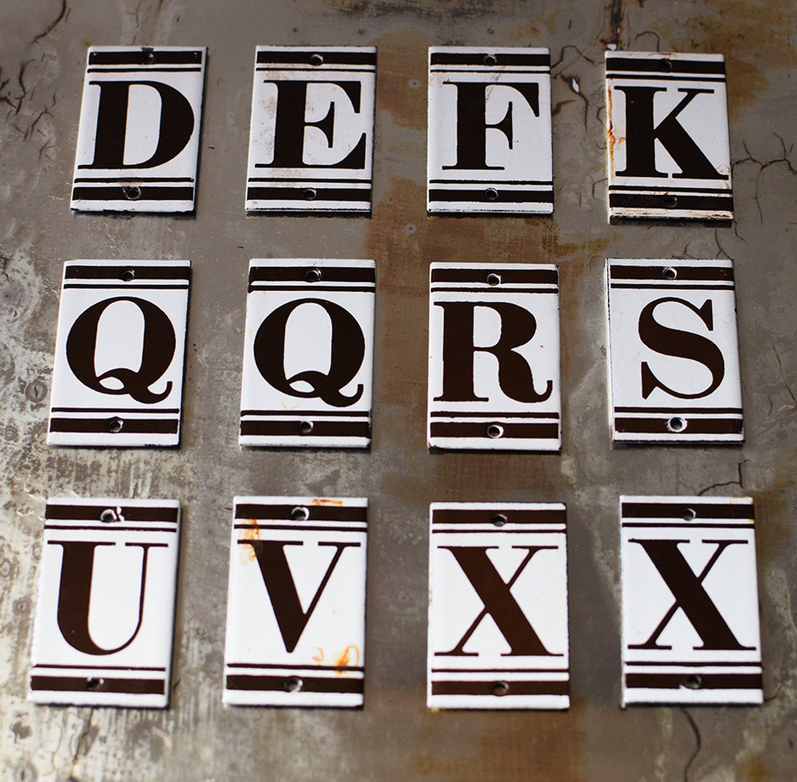 Vintage Enamel Capital Letter Plaque - Etsy