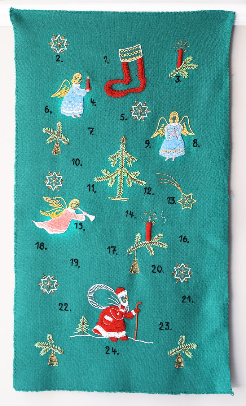Vintage Christmas Advent Calendar Embroidery Kit Nearly - Etsy