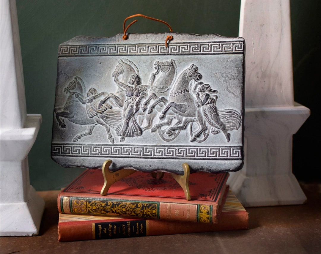 Vintage Greek Souvenir Wall Plaque Bas-relief Goddess Hera With Horses ...