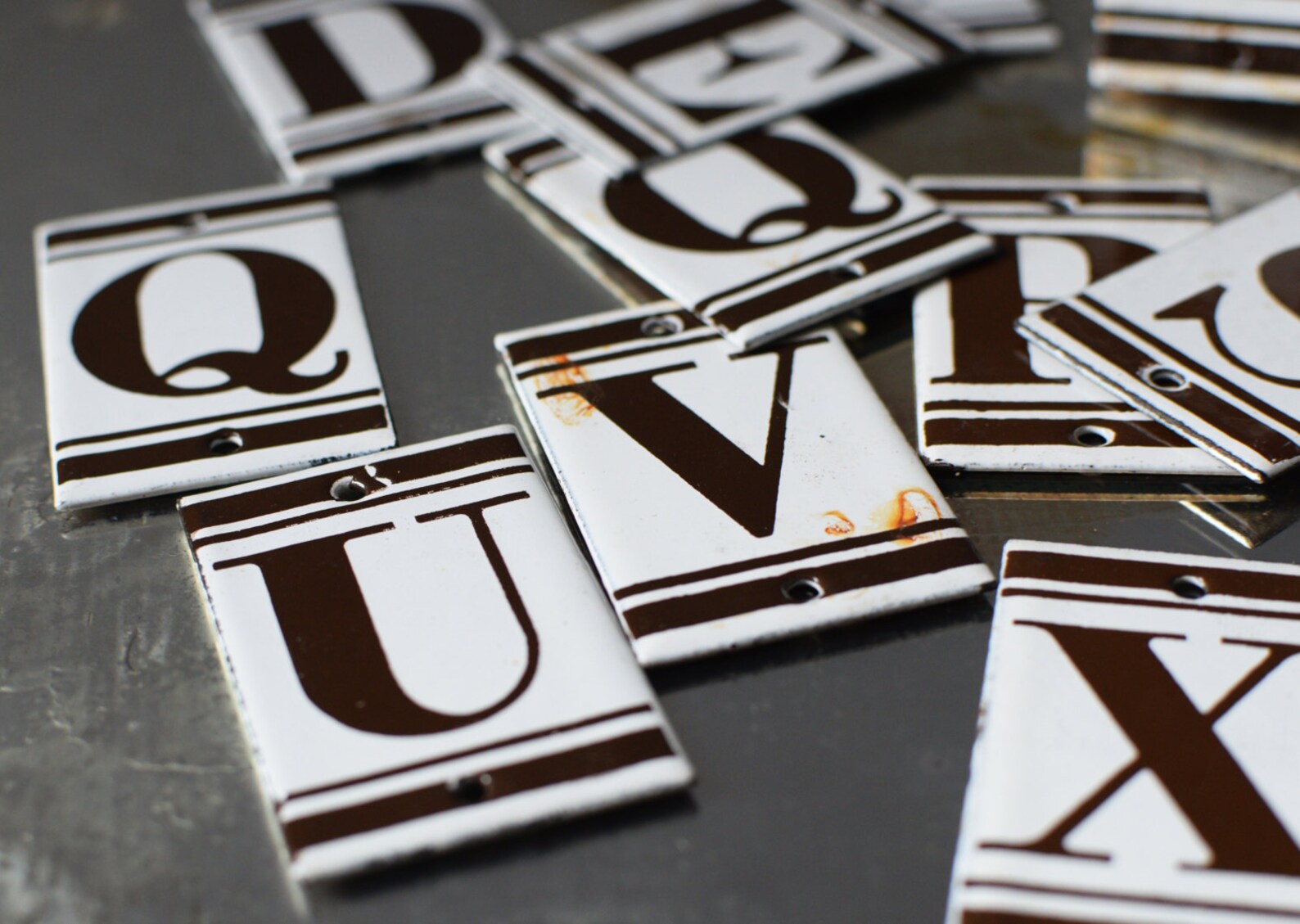 Vintage Enamel Capital Letter Plaque - Etsy