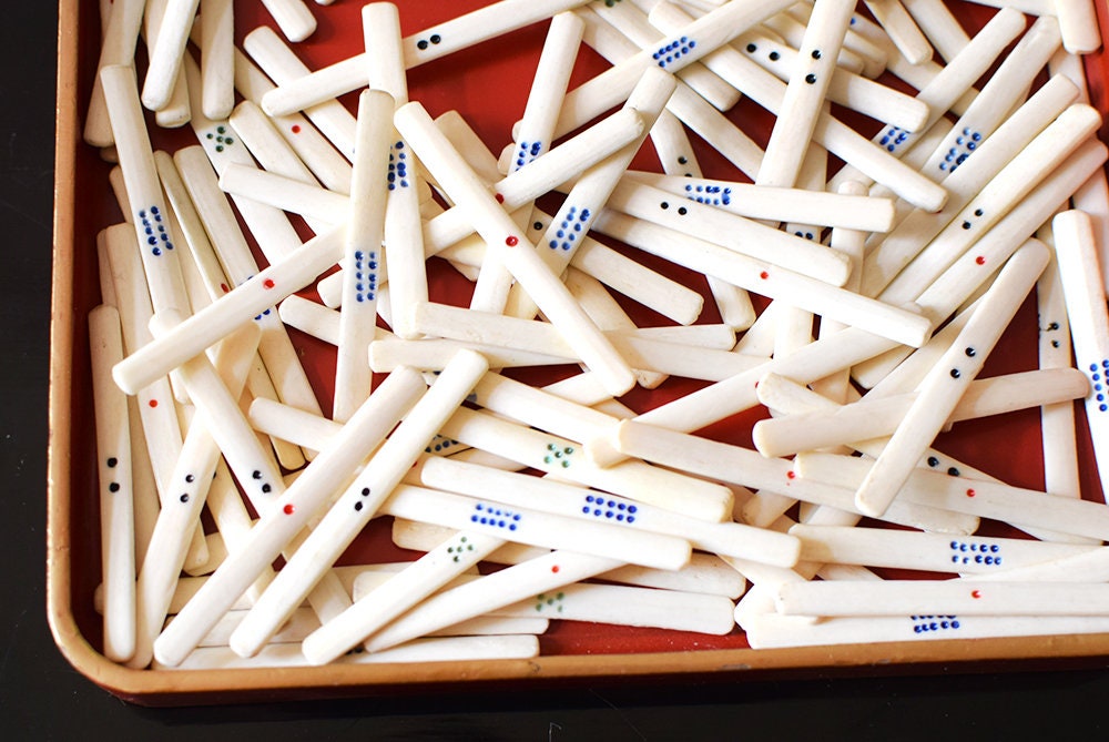 Vintage Mah Jong Counter Scoring Sticks Hand Painted Bone 120 - Etsy ...