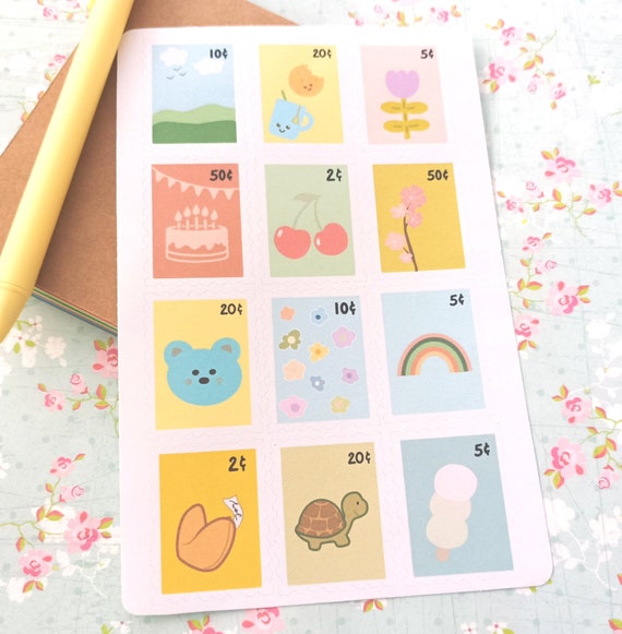 Stickers, Labels & Tags Stickers Cute Postage Stamp Stickers Paper ...