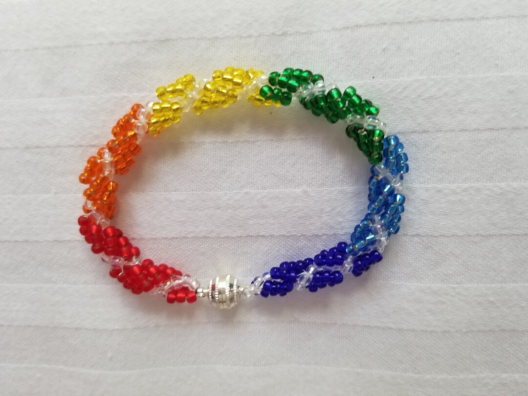 Beaded Rope Bracelet / Spiral Rope Bracelet Rainbow Colors With ...