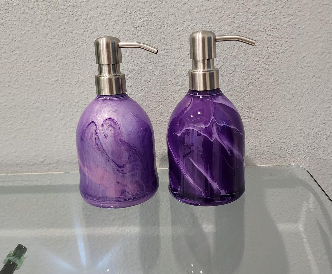 Purple Color Blend Soap Dispensers, Lotion Bottle, Hand Painted Plastic ...