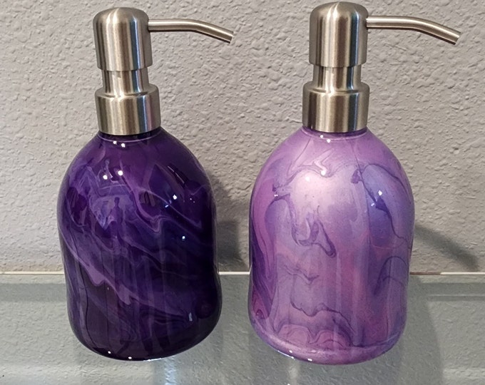Purple Color Blend Soap Dispensers, Lotion Bottle, Hand Painted Plastic ...