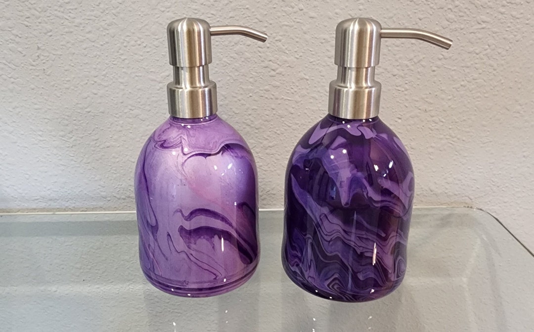 Purple Color Blend Soap Dispensers, Lotion Bottle, Hand Painted Plastic ...