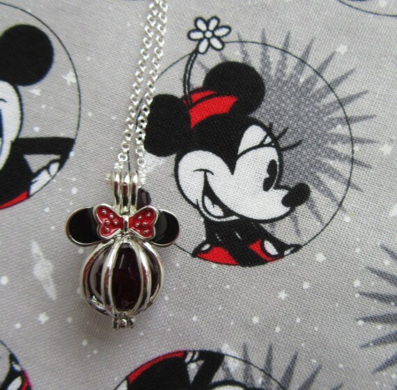 Minnie Mouse Jewelry Pearl Cage Necklace With Swarovski 10mm | Etsy