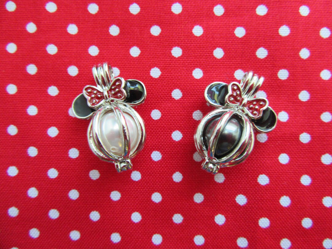 Minnie Mouse Jewelry Pearl Cage Necklace With Swarovski 10mm - Etsy