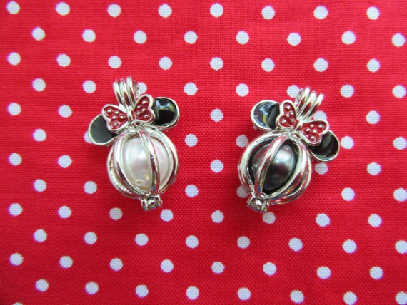 Minnie Mouse Jewelry Pearl Cage Necklace with Swarovski 10mm | Etsy