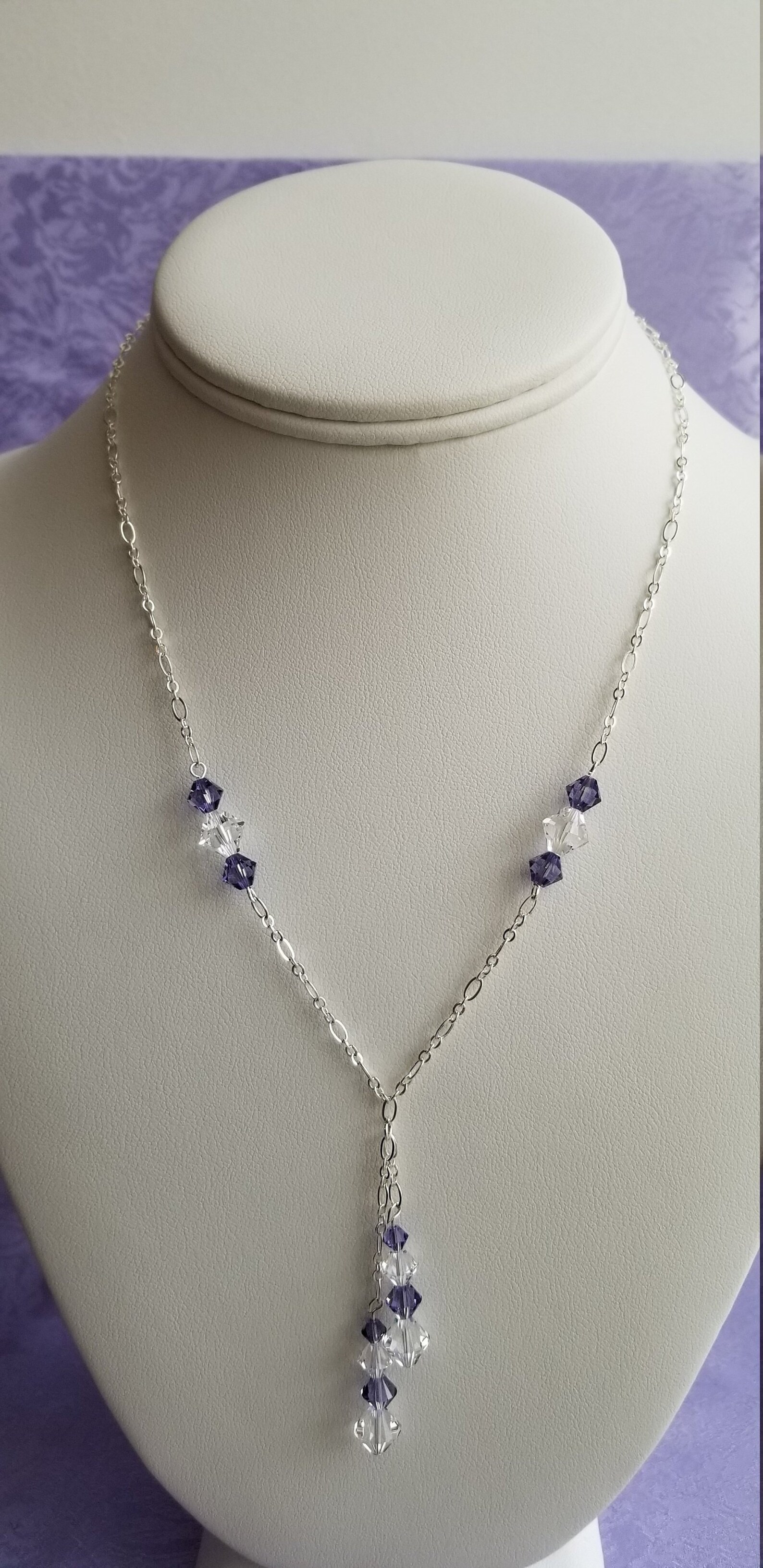 Swarovski Crystal Gemstone "y" Style Necklace, Center Dangle, Colored ...