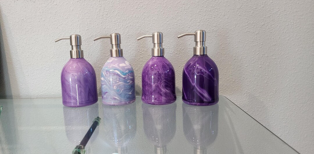 Purple Color Blend Soap Dispensers, Lotion Bottle, Hand Painted Plastic ...