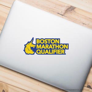 Boston Marathon Qualifier Running Sticker, Blue and Yellow Marathon ...