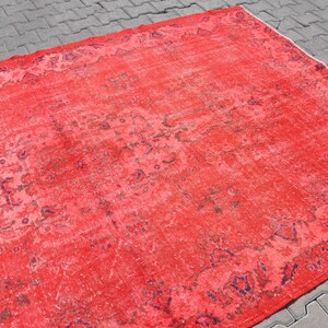 6x10 Turkish Rug / Oushak Boho Decor Turkey Red Carpet for Living Room ...