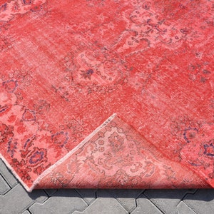 6x10 Turkish Rug / Oushak Boho Decor Turkey Red Carpet for Living Room ...