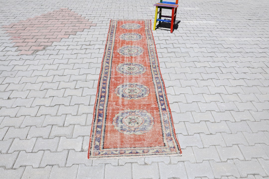 3x11 Vintage Turkish Runner / Pale Corridor Runner / Kitchen Runner ...