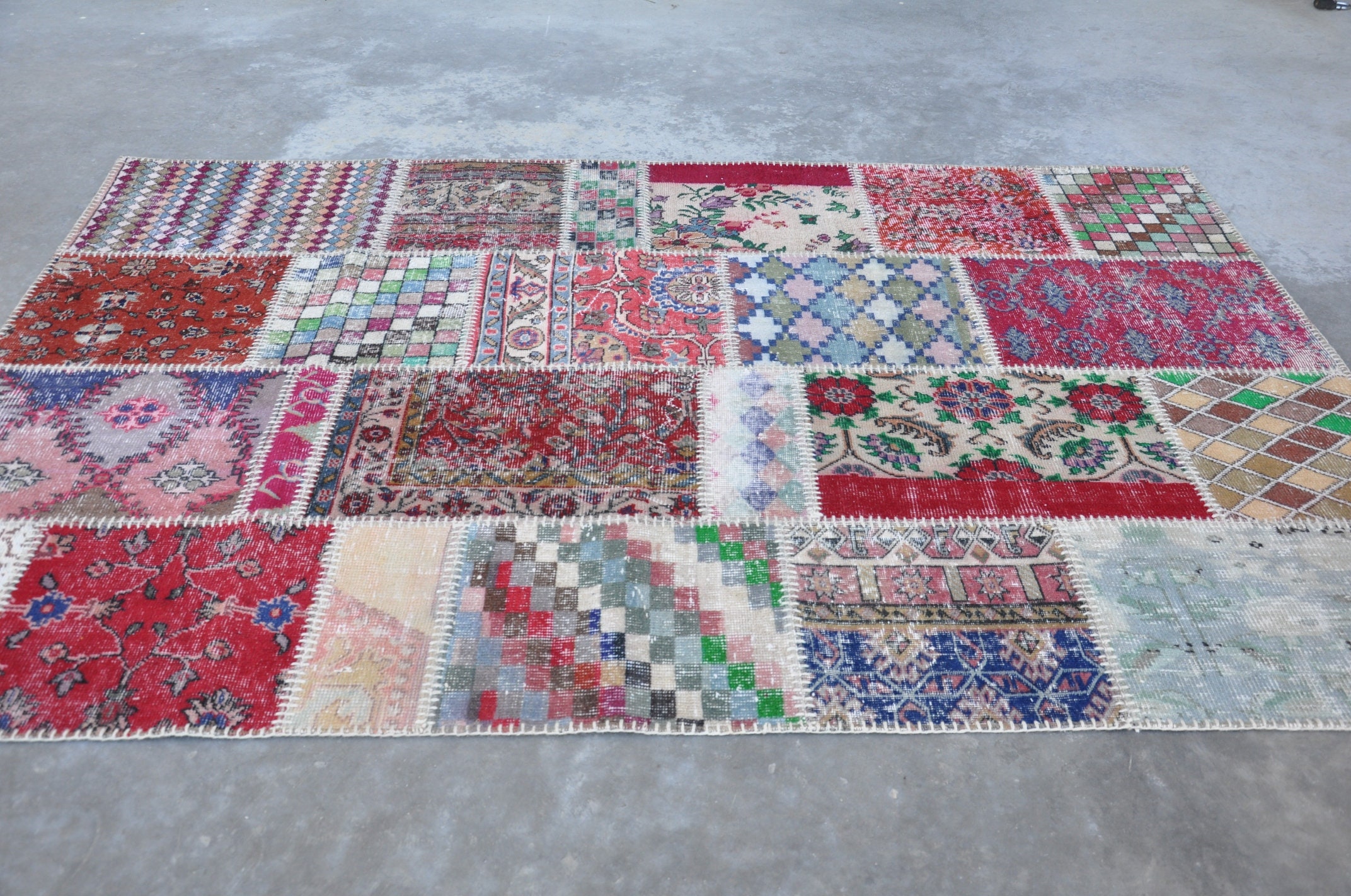 5.2x7.5 Turkish Patchwork Rug Decorative Handmade Patchwork | Etsy