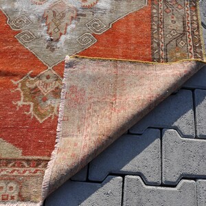 3x11 Brick Colored Oushak Runner Rug / Vintage Turkish Rugs / Corridor ...