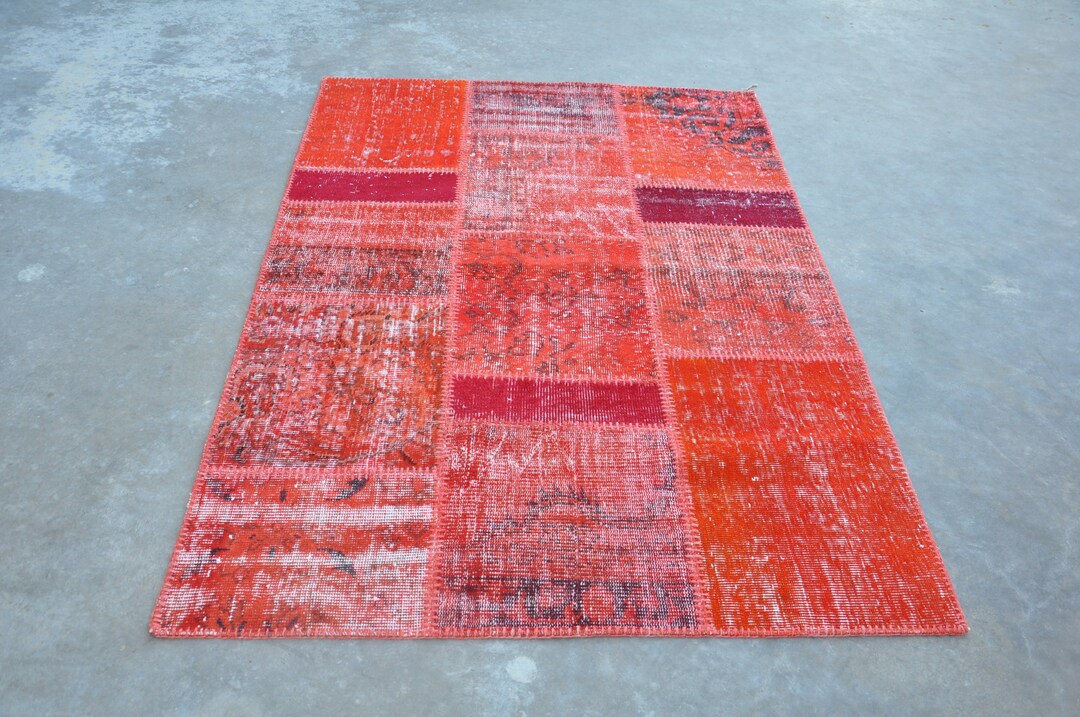 Handmade Patchwork Rug 4.0x5.6 / Turkish Vintage Rug / Home - Etsy