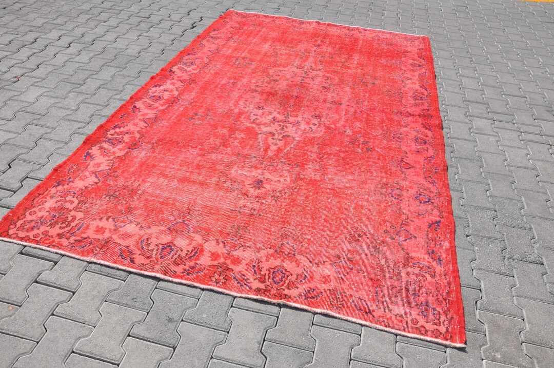 6x10 Turkish Rug / Oushak Boho Decor Turkey Red Carpet for Living Room ...