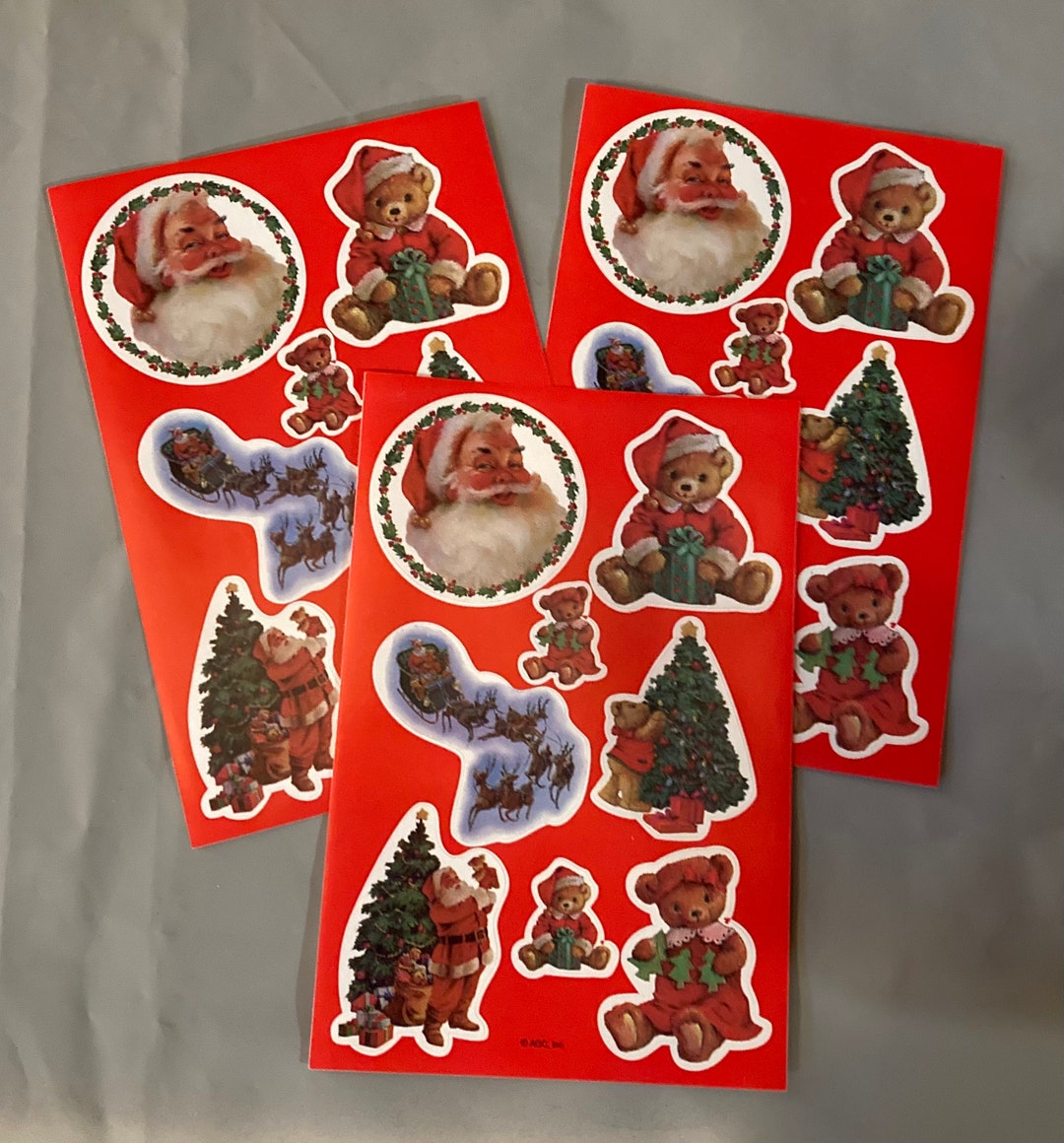 3 Sheets Vintage Christmas Stickers Seals Self Adhesive Santa - Etsy