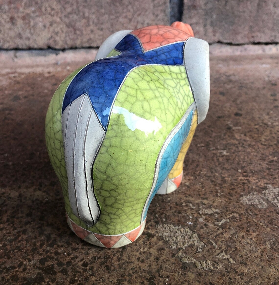 Vintage Boho Patchwork Elephant Elephant Figurine Ceramic | Etsy