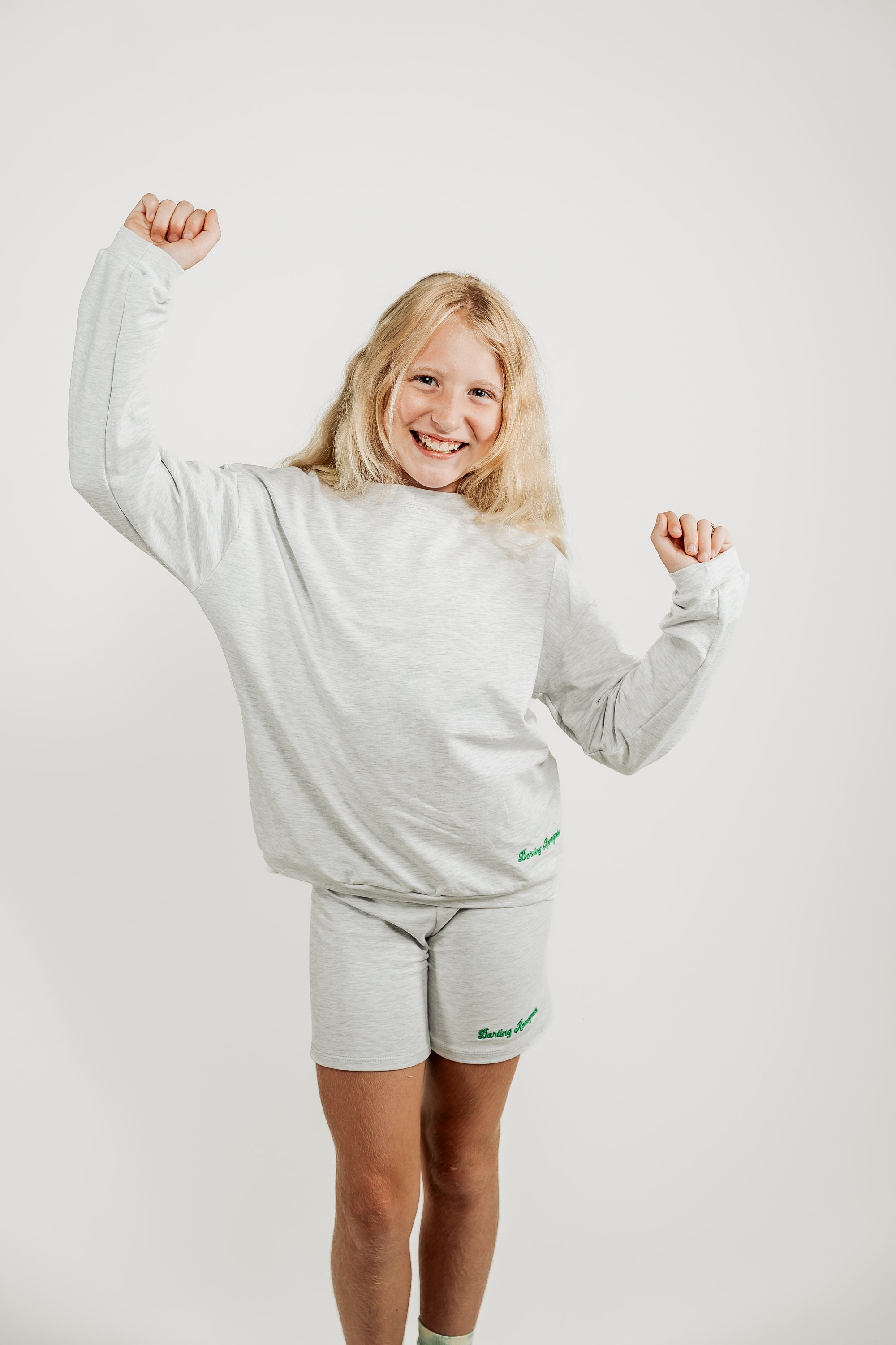 Girls Crewneck Sweatshirt With Embroidery, Gray, Girl Sizes 6-14, Girls ...