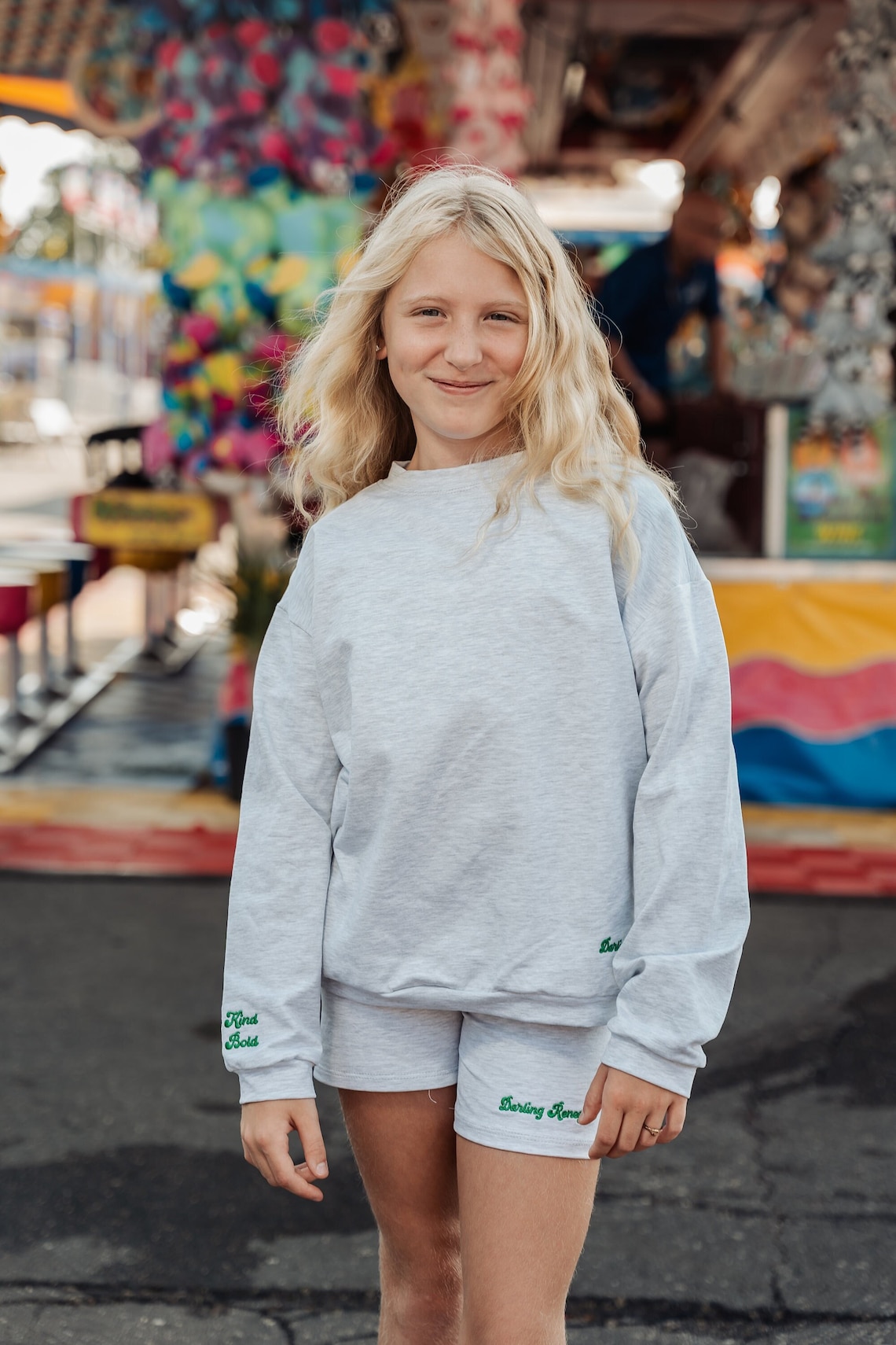 Girls Crewneck Sweatshirt With Embroidery, Gray, Girl Sizes 6-14, Girls ...