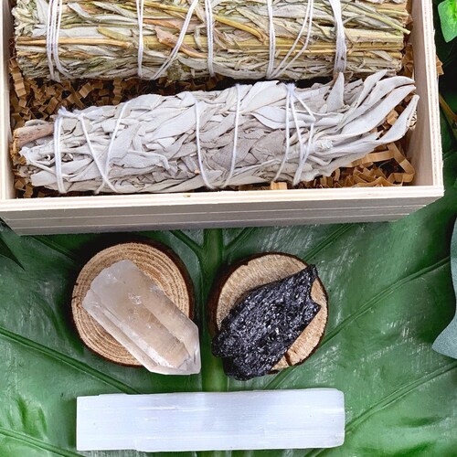 Intro to Sage & Crystals Gift Set White Sage Black Sage - Etsy