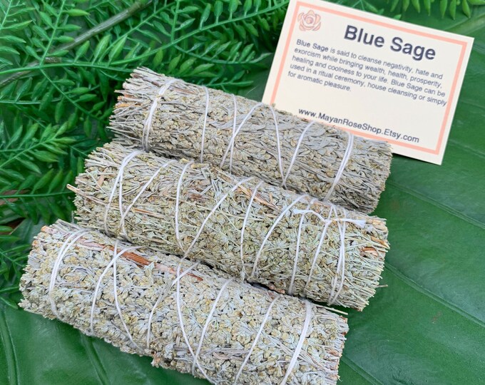 BLUE SAGE SMUDGE Stick Sage Bundle for Ceremony, Meditation, Altar, New ...