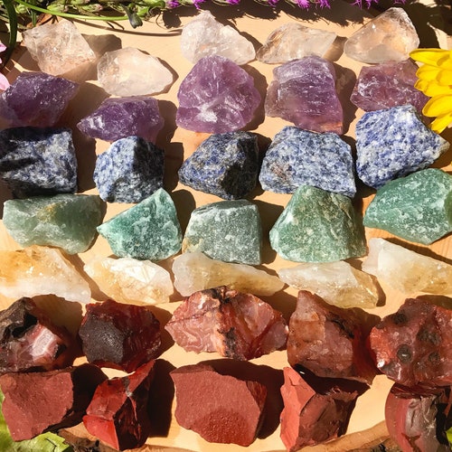 7 CHAKRAS Raw Crystals Beginner Crystal Set Chakra Stones | Etsy
