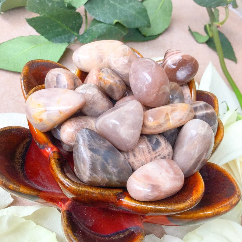 PEACH MOONSTONE grade A Natural Tumbled Polished Stones - Etsy