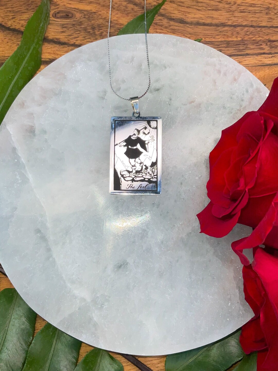THE FOOL Tarot Card Silver Charm Necklace Choose Custom Chain Length ...