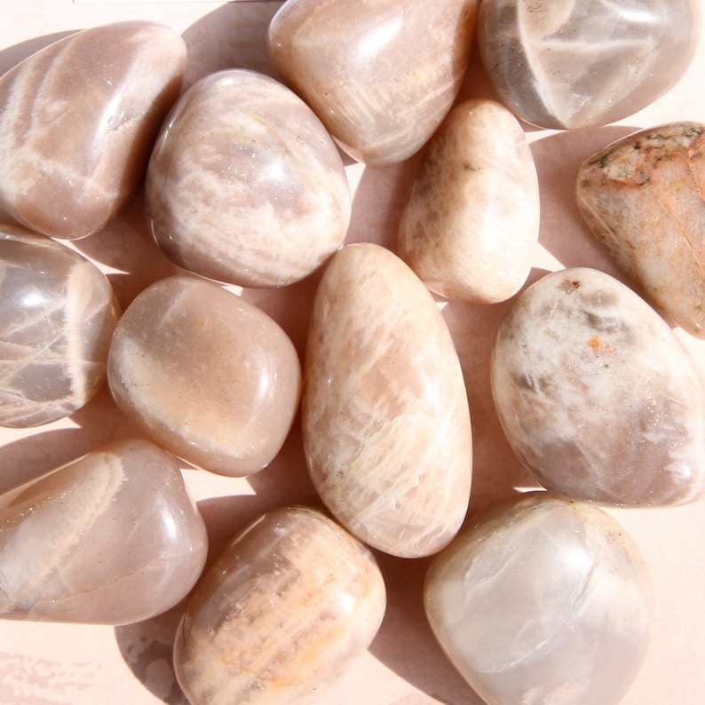PEACH MOONSTONE grade A Natural Tumbled Polished Stones - Etsy