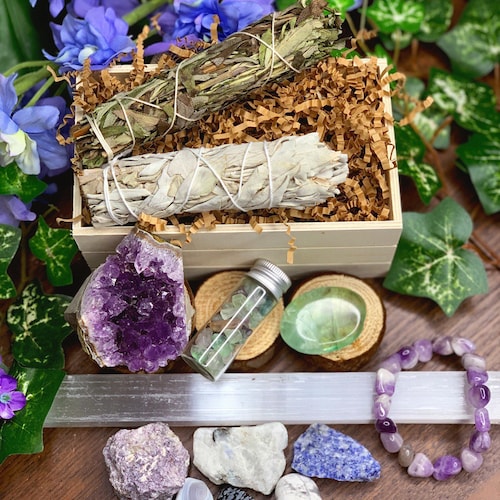 Meditation Crystal Gift Set Gemstone Sage Crystal Kit - Etsy
