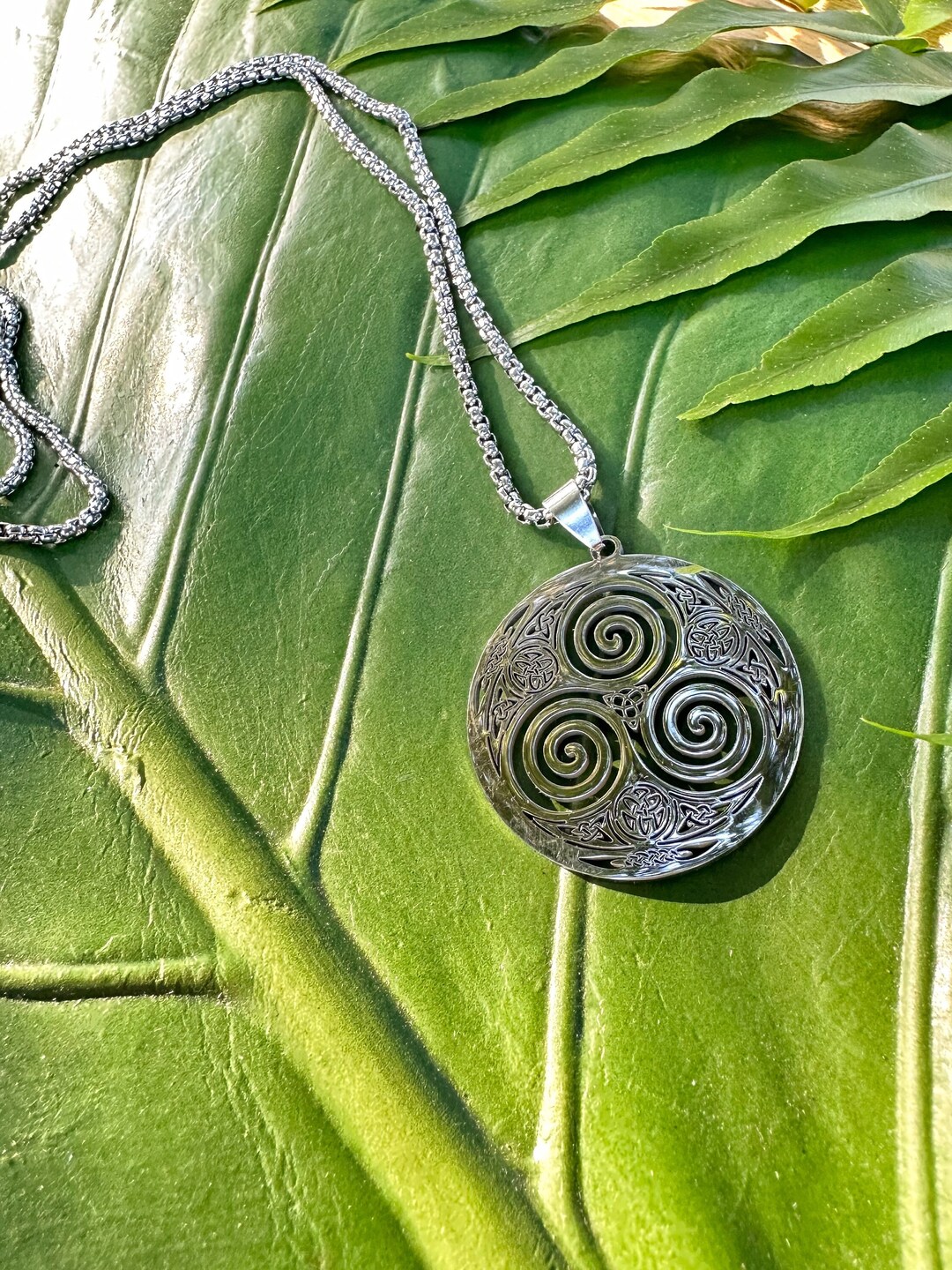 Triskele Necklace, Triskelion Symbol Silver Pendant, Irish Celtic ...