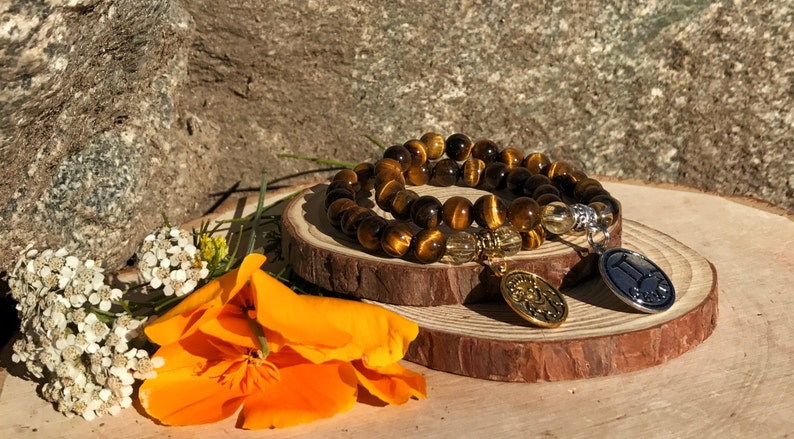 GEMINI Zodiac Gift Set 1 | TIGER EYE & Citrine Crystal Healing Bracelet ...
