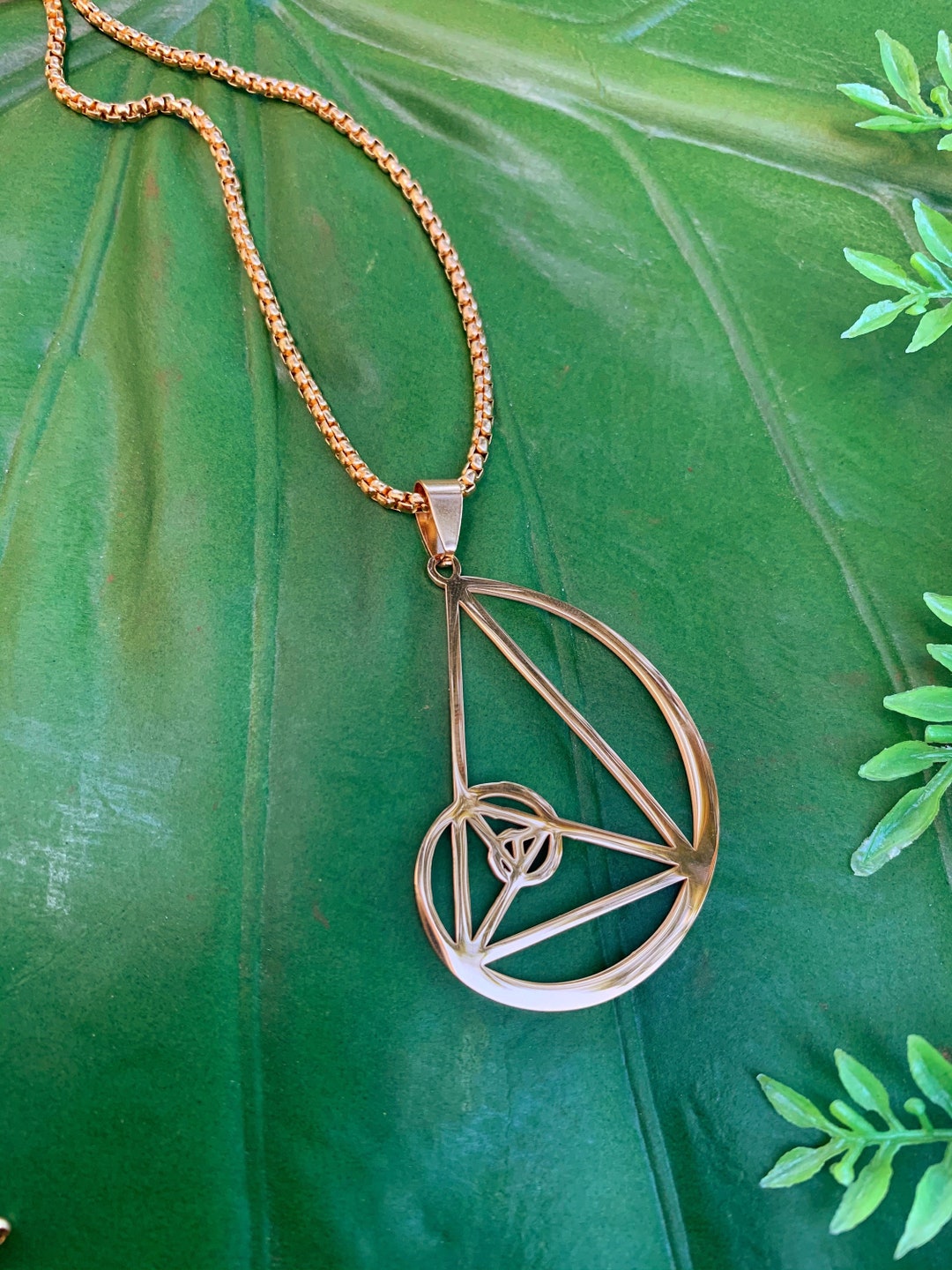 Fibonacci Necklace | Golden Ratio Pendant | Gold Geometric Necklace ...