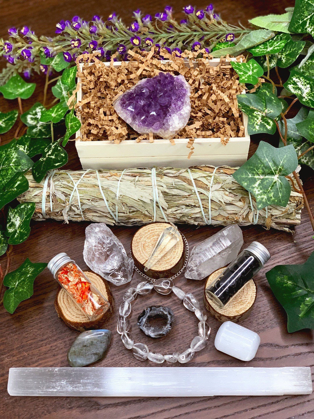 Meditation Crystal Gift Set | Gemstone Sage Crystal Kit | Altar ...