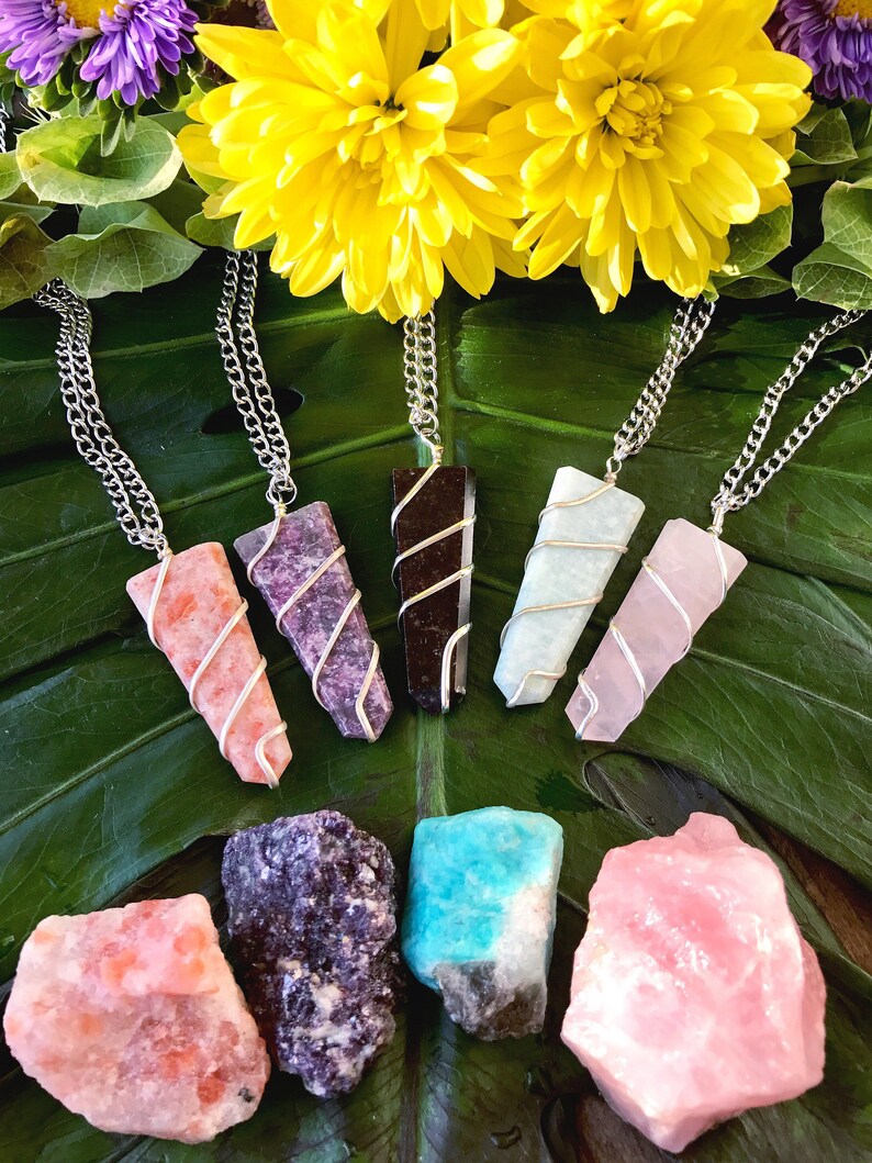 LEPIDOLITE Crystal Point Necklace on Silver Pewter Chain - Etsy