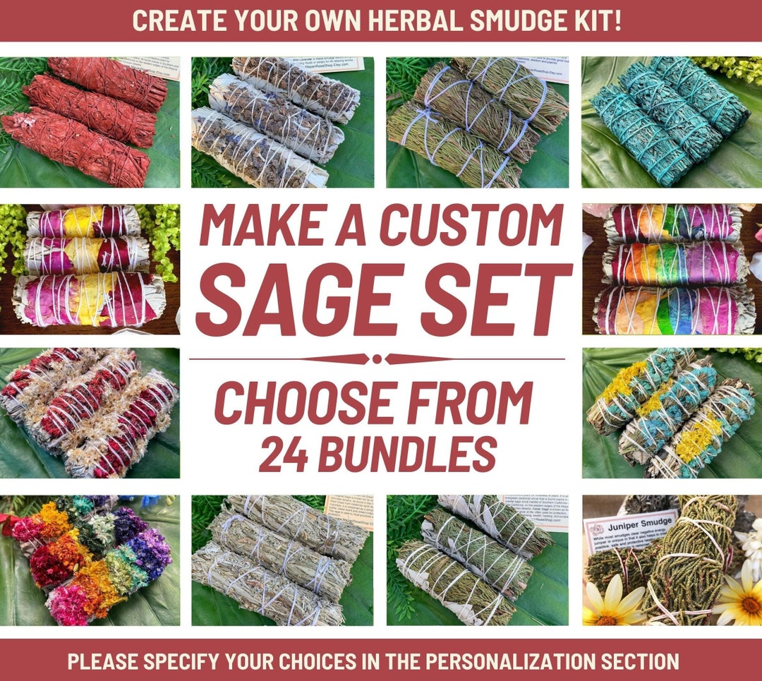Custom Sage Smudge Set, Herbal Bundles, Assorted Sage Kit for Smudging ...