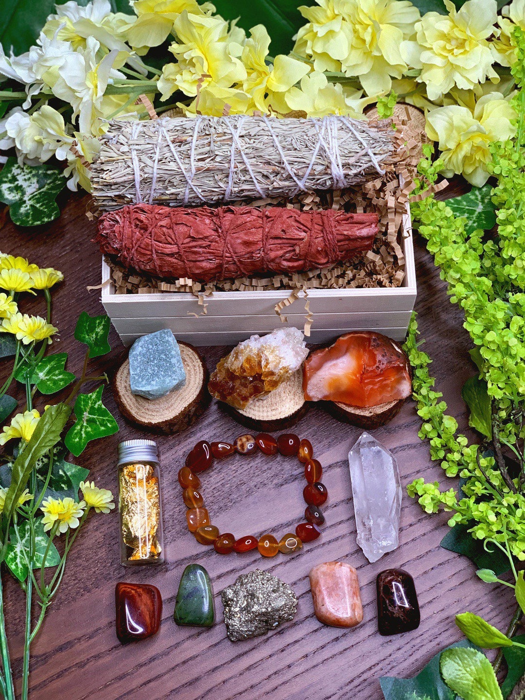 Abundance & Vitality Crystal Kit | Gemstone Sage Gift Set, Meditation ...