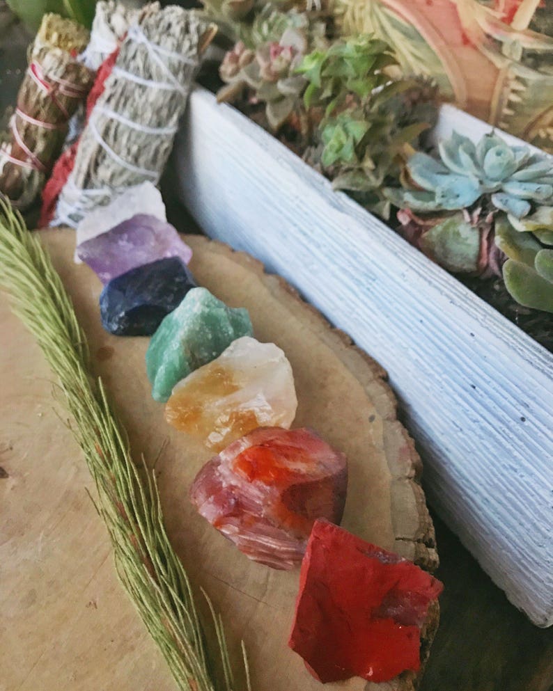 7 CHAKRAS Raw Crystals Beginner Crystal Set Chakra Stones - Etsy