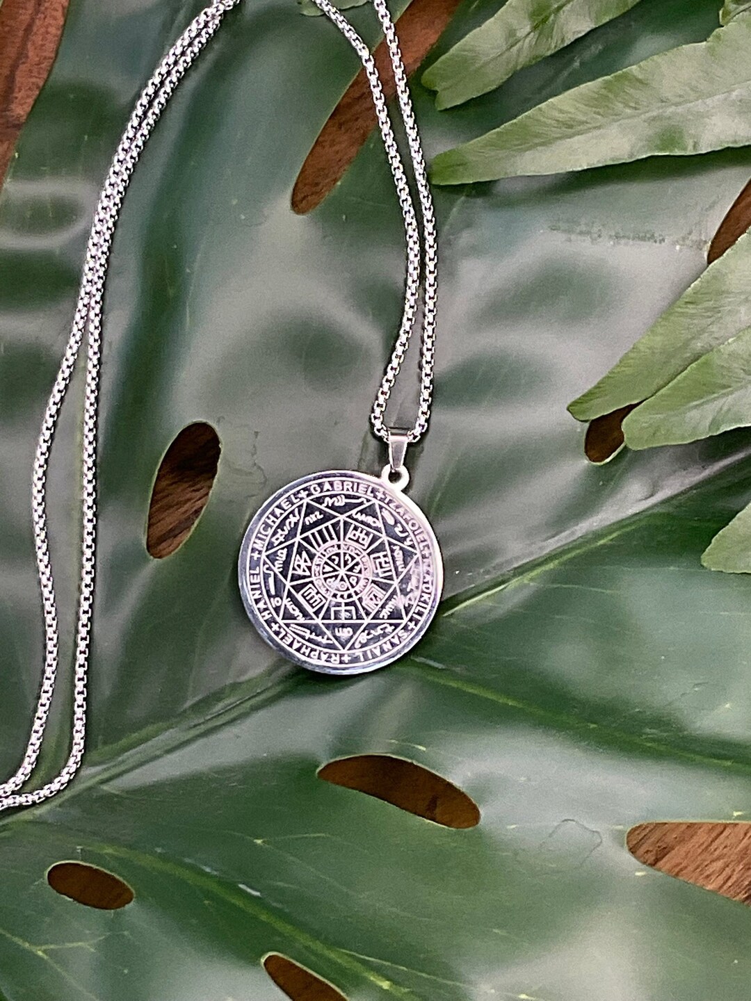 Seven Archangel Seal Silver Necklace, Sacred Geometry Pendant, Esoteric ...