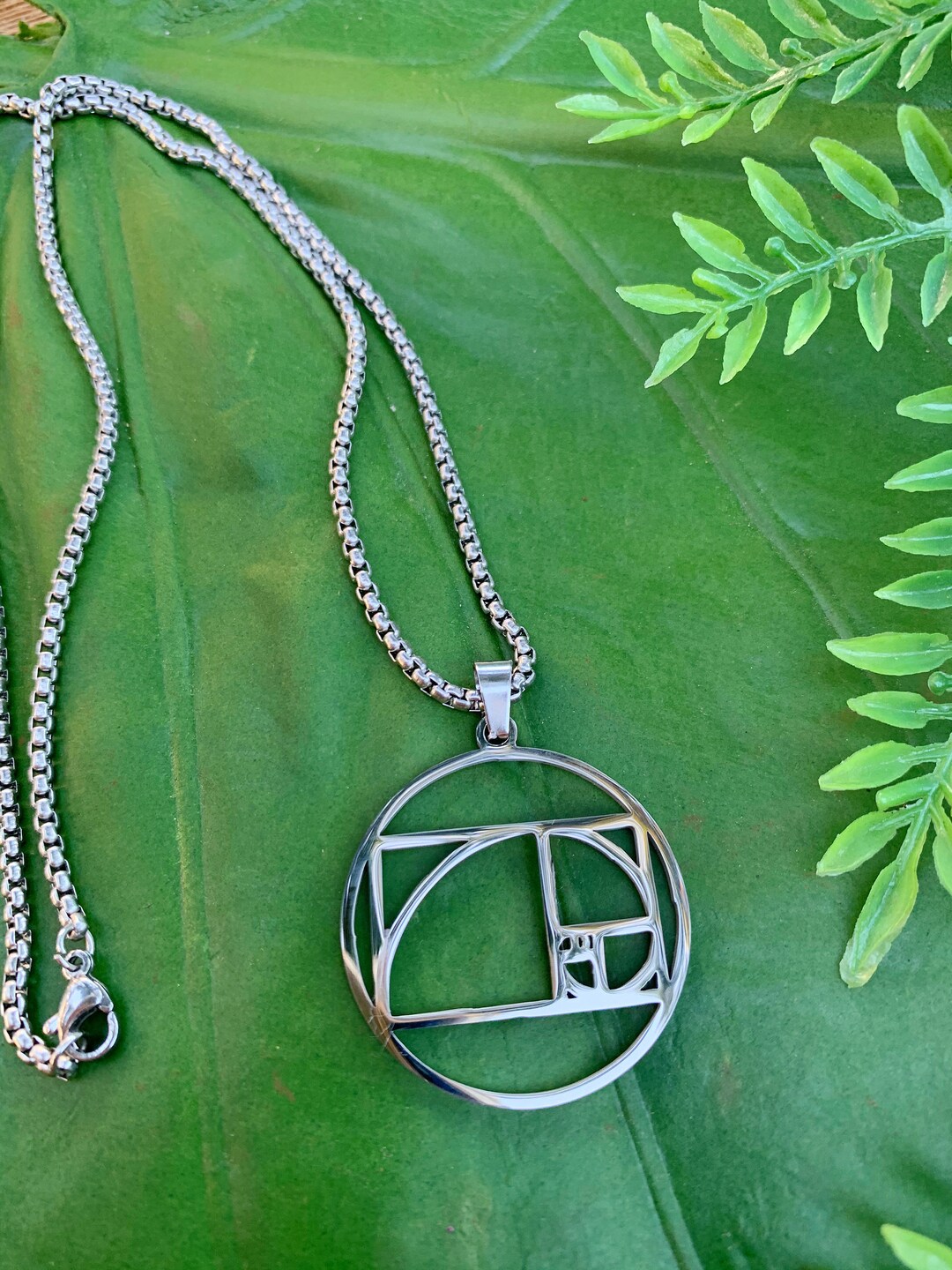 Fibonacci Necklace | Golden Ratio Pendant | Silver Geometric Necklace ...